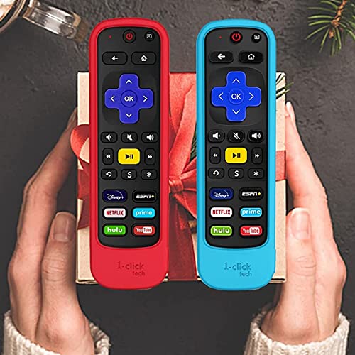 1-clicktech Remote for Roku TVs and Roku Players Express Premiere Ultra [2-in-1 w/TV Power+Volume] [NOT for ROKU Stick]