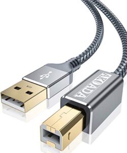 akoada printer cable 20 ft, usb 2.0 type a male to b male printer scanner cord high speed compatible with hp, canon, dell, epson, lexmark, xerox, samsung and more