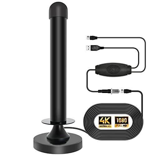 TV Antenna for Smart TV Without Cable, Indoor Digital TV Antenna Long Range with Signal Booster 4K fire Stick max Free for All 4K 1080P HDTV Local Channels Support All TV with 10ft Coax Cable