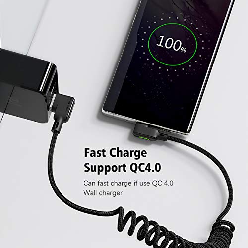 90 Degree Coiled USB Type C Cable,AICse USB A to USB C Cable (5.9ft 60W) Scalable Spring PD Type C Charging Cable for MacBook Pro 2020, iPad Pro, iPad Air 4, Galaxy S20, Switch, Pixel, Other USB C