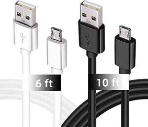 charging cable for samsung galaxy s7, 2pack 6ft 10ft long charger cable, android phone fast charger cord for samsung galaxy s7 s6 edge,note 5 4,lg g4,moto,sony,ps4,windows,mp3,camera,black