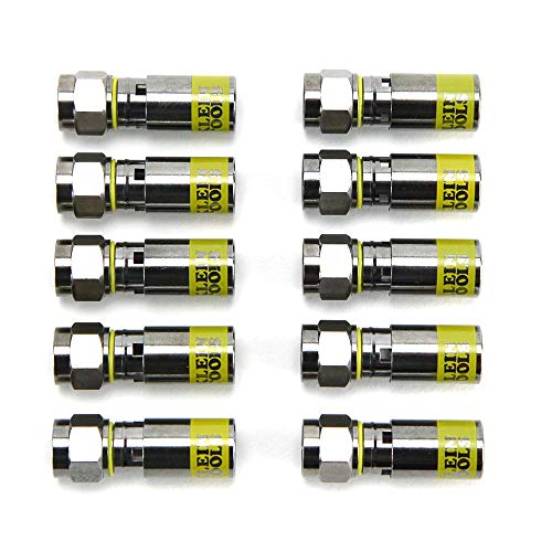 Klein Tools VDV812-606 F-Connector for RG6/6Q Coaxial Cable, Universal Compression Connectors, Male, Professiol Grade, 10-Pack