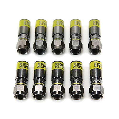 Klein Tools VDV812-606 F-Connector for RG6/6Q Coaxial Cable, Universal Compression Connectors, Male, Professiol Grade, 10-Pack