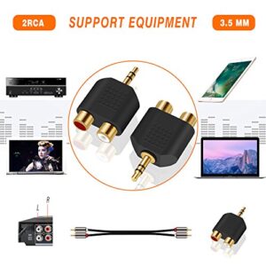 ANDTOBO 3.5 mm TRS to Dual RCA F (2-Pack), 3.5mm Stereo Male to Dual RCA Female Audio Breakout Adapter