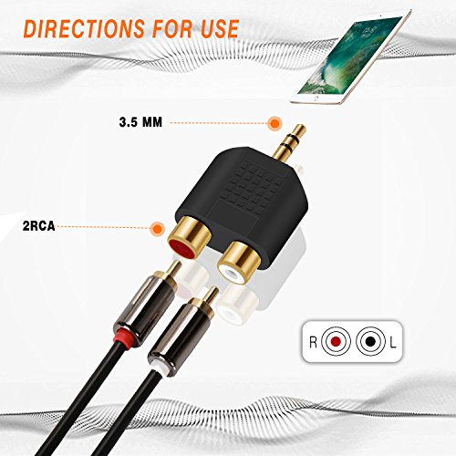 ANDTOBO 3.5 mm TRS to Dual RCA F (2-Pack), 3.5mm Stereo Male to Dual RCA Female Audio Breakout Adapter