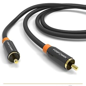 FosPower (10 Feet Digital Audio Coaxial Cable [24K Gold Plated Connectors] Premium S/PDIF RCA Male to RCA Male for Home Theater, HDTV, Subwoofer, Hi-Fi Systems