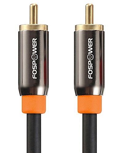 FosPower (10 Feet Digital Audio Coaxial Cable [24K Gold Plated Connectors] Premium S/PDIF RCA Male to RCA Male for Home Theater, HDTV, Subwoofer, Hi-Fi Systems