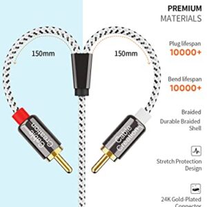 CableCreation 3.5mm to RCA Cable 10FT, Angle 3.5mm Male to 2RCA Male Auxiliary Stereo Audio Y Splitter Gold-Plated for Smartphones, MP3, Tablets, Speakers, Home Theater, HDTV, 3M