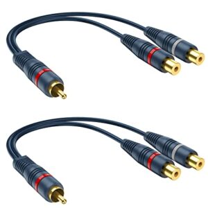 DteeDck RCA Splitter 1 Male 2 Female 2 Pack, RCA Y Splitter RCA Cable Audio Video Splitter Adapter Extension Cord 0.2M/0.65ft for Subwoofer Speaker