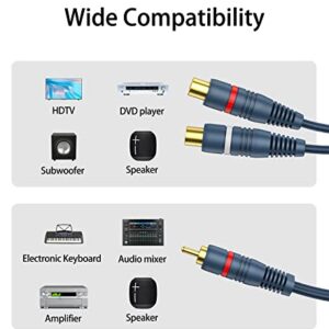 DteeDck RCA Splitter 1 Male 2 Female 2 Pack, RCA Y Splitter RCA Cable Audio Video Splitter Adapter Extension Cord 0.2M/0.65ft for Subwoofer Speaker