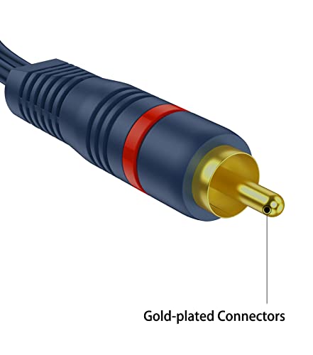 DteeDck RCA Splitter 1 Male 2 Female 2 Pack, RCA Y Splitter RCA Cable Audio Video Splitter Adapter Extension Cord 0.2M/0.65ft for Subwoofer Speaker