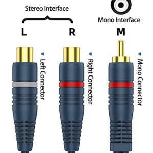 DteeDck RCA Splitter 1 Male 2 Female 2 Pack, RCA Y Splitter RCA Cable Audio Video Splitter Adapter Extension Cord 0.2M/0.65ft for Subwoofer Speaker