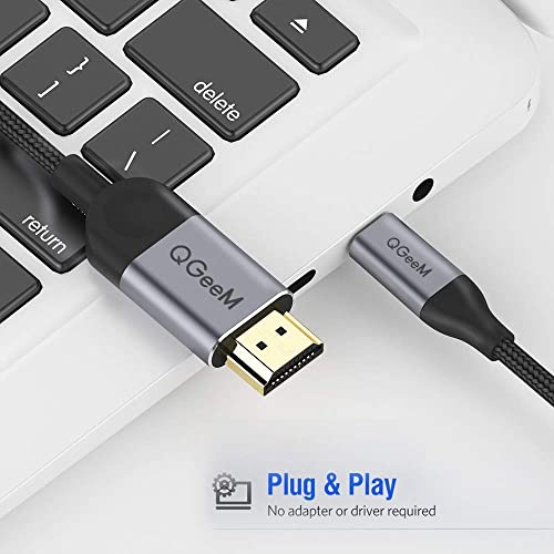 QGeeM USB C to HDMI Cable, USB Type C to HDMI Cable 4ft 4k Thunderbolt 3 Compatible with MacBook Pro 2020, IPad pro, Samsung S9 S10, Surface Book 2