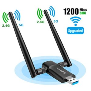 WiFi Adapter for Desktop PC 1200Mbps - Nineplus USB WiFi Adapter for PC 5G and 2.4G USB 3.0 WiFi Antenna for PC Windows 11,10, 7 Wireless Adapter for Desktop Computer Network Adapter PC WiFi Adapter