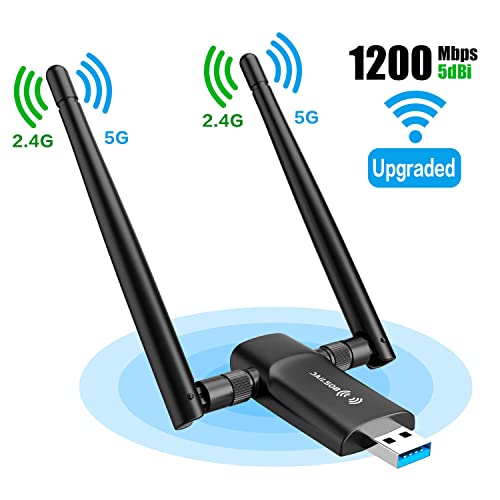 WiFi Adapter for Desktop PC 1200Mbps - Nineplus USB WiFi Adapter for PC 5G and 2.4G USB 3.0 WiFi Antenna for PC Windows 11,10, 7 Wireless Adapter for Desktop Computer Network Adapter PC WiFi Adapter