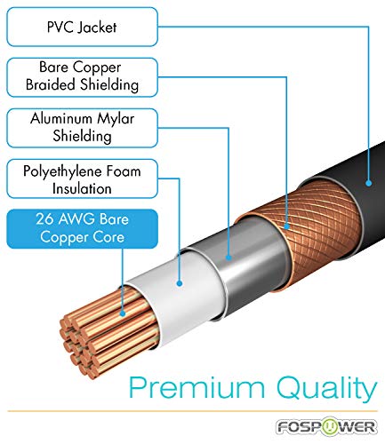 FosPower Y Adapter [8 inch] 1 RCA (Male) to 2 RCA (Female) Stereo Audio Y Adapter Subwoofer Cable [24k Gold Plated] 1 Male to 2 Female Y Splitter Connectors Extension Cord