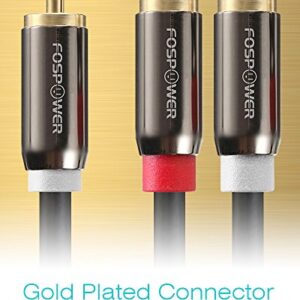 FosPower Y Adapter [8 inch] 1 RCA (Male) to 2 RCA (Female) Stereo Audio Y Adapter Subwoofer Cable [24k Gold Plated] 1 Male to 2 Female Y Splitter Connectors Extension Cord