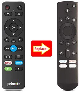 primote remote for insignia fire/smart tv for toshiba fire tv – tv/soundbar volume control -support learning ir devices [no voice search, not for fire stick]