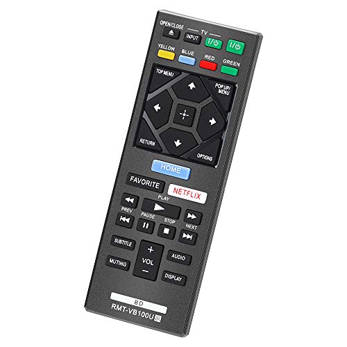 CtrlTV Remote for Sony Blu-Ray Remote and Sony Blu Ray DVD Player BD Disc 3D Streaming 4K Ultra HD UHD HDR Home Theater BDP Series Player RMT-VB100U with Netflix