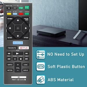 CtrlTV Remote for Sony Blu-Ray Remote and Sony Blu Ray DVD Player BD Disc 3D Streaming 4K Ultra HD UHD HDR Home Theater BDP Series Player RMT-VB100U with Netflix