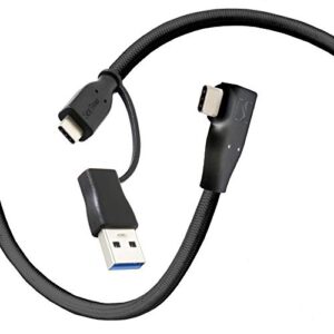 sidetrak usb-c to usb-c cable & usb-a adapter | durable, flexible, tangle-free braided nylon cord | 1.5ft | black