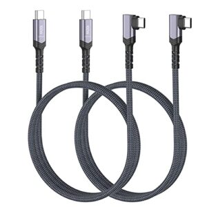 besgoods usb c to usb c cable 100w, 3ft 90 degrees 10gpbs 4k video and audio,usb 3.1 gen 2 cable for usb c hub, macbook pro,ssd hard drive,galaxy s21, pixel more type-c devices/laptops, black,2-pack