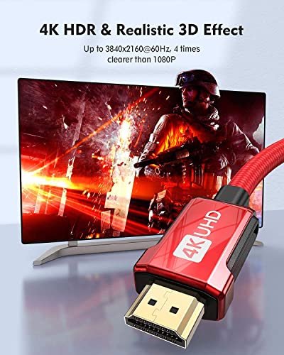 Silkland 4K HDMI ARC Cable for Soundbar, 4K 60Hz HDMI 2.0 Cable 6.6ft, (18Gbps, ARC, HDCP 2.2, HDR, 3D), High Speed 4K Ultra HD, Compatible for Samsung, Vizio, Sono, Bose, LG Sound bar, UHD TV, Red