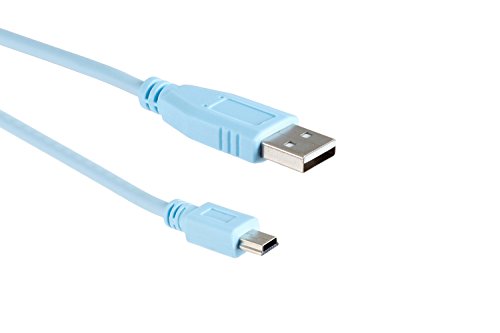 RW RoutersWholesale USB 2.0 Console Cable Compatible/Replacement for Cisco A-Male to Mini-B Cord - 6 Feet (1.8 Meters)