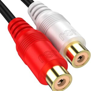 RCA 1 Male to 2 Female Audio Speaker Y Adapter Splitter Cable with OFC Conductor Dual Shielding Gold Plated Metal Shell Flexible PVC Jacket - 2 Pack / 0.6FT