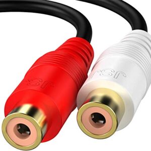 RCA 1 Male to 2 Female Audio Speaker Y Adapter Splitter Cable with OFC Conductor Dual Shielding Gold Plated Metal Shell Flexible PVC Jacket - 2 Pack / 0.6FT