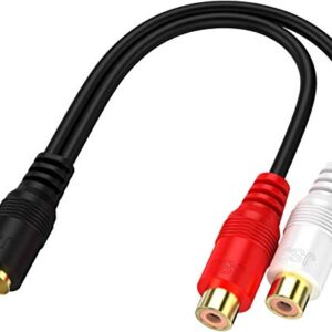 RCA 1 Male to 2 Female Audio Speaker Y Adapter Splitter Cable with OFC Conductor Dual Shielding Gold Plated Metal Shell Flexible PVC Jacket - 2 Pack / 0.6FT