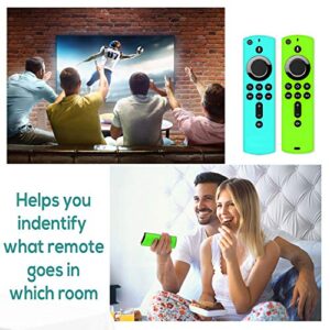 [2 Pack ] Firestick Remote Cover Case, Silicone Remote Cover Case Compatible with 4K Firetv Stick, Firetv Remote Cover Case, Shockproof Firetv Remote Cover (Green Glow& Sky Blue Not Glow)