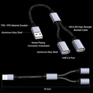 Jasput USB Splitter Cable,1 Male to 2 Female USB Extension Cable Connectors, Multiport USB Extender Hub,Charger & Data Transfer USB Y Splitter for Laptop,Car,Mac,TV,PC,Xbox One Series X/S,HDD,Phone