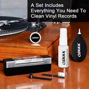 Vinyl Record Cleaner, OPULA Record Cleaning Kit 6Pcs, Velvet Record Brush, Air Blower Cleaner, Turntable Stylus Gel, Cleaning Solution, Stylus Brush, Brush for Velvet