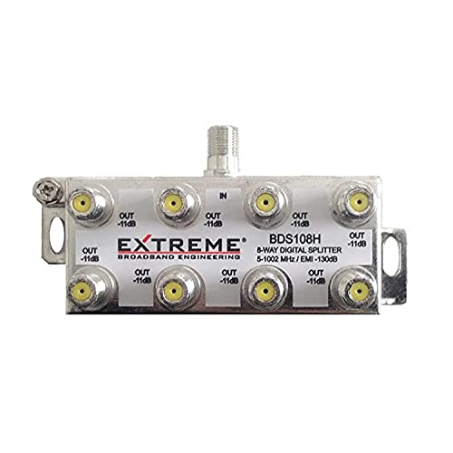 EXTREME 8 WAY BALANCED HD DIGITAL 1GHz HIGH PERFORMANCE HORIZONTAL COAX CABLE SPLITTER - BDS108H