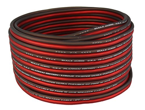 Bullz Audio BPES16.25 25' True 16 Gauge AWG Car Home Audio Speaker Wire Cable Spool (Clear Red/)