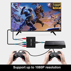 HDMI to Component Converter, avedio links HDMI to 1080P YPbPr 5RCA RGB + R/L Video Audio Adapter, Support Apple TV, PS5, Roku, Xbox, Fire Stick, DVD Players to HDTV and Projector (Black)