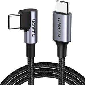 UGREEN 60W USB C to USB C Cable Right Angle USB C Fast Charging Cable Compatible with MacBook Pro/Air, iPad Pro/Mini/Air, Samsung Galaxy S23/S22/Z Fold/Z Flip, Google Pixel, Switch, etc. 6.6FT