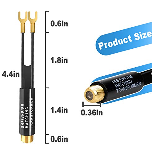 Ancable Matching Transformer, 3-Pack Gold Plated - 75 Ohm to 300 Ohm Adapter - UHF/VHF/FM Balun Antenne Transformer Converter Adapters with F Female Jack for TV, Radio, Coax Antenna