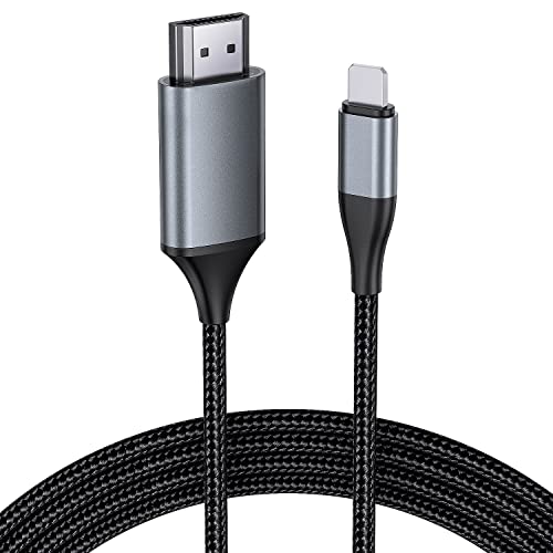 JUCONU [13.2ft Long Version HDMI Cable for iPhone, Upgraded 1080P HDTV HDMI Cable Adapter Connector, Digital AV Video Sync Screen Compatible Converter for iPhone/i-Pad Devices, No Need Power Supply