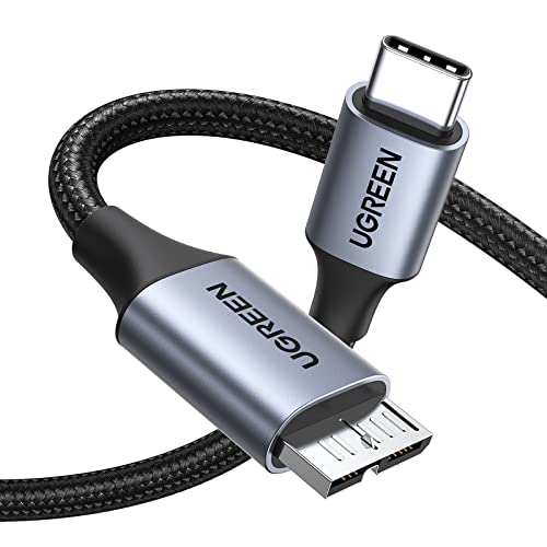 UGREEN Micro B to USB C Hard Drive Cables 10 Gbps, 3.3 FT USB C to Micro B, USB C to External Hard Drive Cable Compatible with MacBook Air M2 Pro, iPad, Galaxy S22, WD Toshiba Westgate Seagate, etc