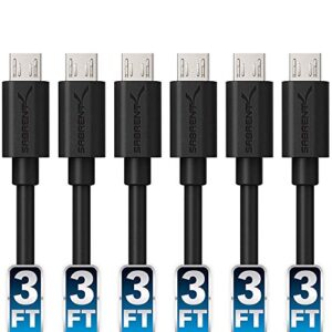 SABRENT [6-Pack 22AWG Premium 3ft Micro USB Cables High Speed USB 2.0 A Male to Micro B Sync and Charge Cables [Black] (CB-UM63)