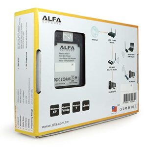 Alfa AWUS036NHA - Wireless B/G/N USB Adaptor - 802.11n - 150Mbps - 2.4 GHz - 5dBi Antenna - Long Range - Atheros Chipset - Windows XP/Vista 64-Bit /128-Bit Windows 7 Compatible