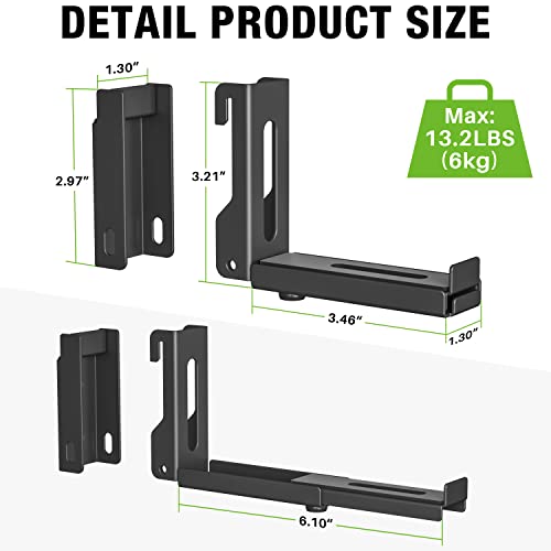 USX MOUNT Universal Soundbar Wall Mount Brackets, Depth Adjustable 3.5-6.1‘’ Sound Bar Mounting Bracket for Most of Soundbars Up to 13.2 Lbs, Removable and Lockable No-Slip Hooks（XAS006）