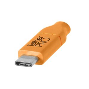 Tether Tools TetherPro USB-C to 2.0 Mini-B 5-Pin Cable | for Fast Transfer and Connection Between Camera and Computer | High Visibility Orange | 15 feet (4.6 m)