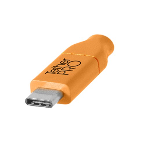 Tether Tools TetherPro USB-C to 2.0 Mini-B 5-Pin Cable | for Fast Transfer and Connection Between Camera and Computer | High Visibility Orange | 15 feet (4.6 m)