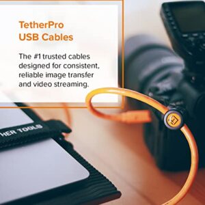 Tether Tools TetherPro USB-C to 2.0 Mini-B 5-Pin Cable | for Fast Transfer and Connection Between Camera and Computer | High Visibility Orange | 15 feet (4.6 m)