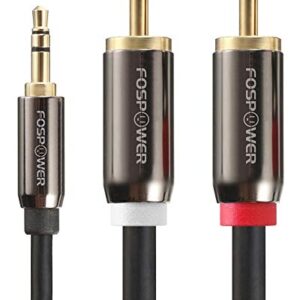 FosPower 3.5mm to RCA Cable (10FT), RCA Audio Cable 24K Gold Plated Male to Male Stereo Aux Cord [Left/Right] Y Splitter Adapter Step Down Design