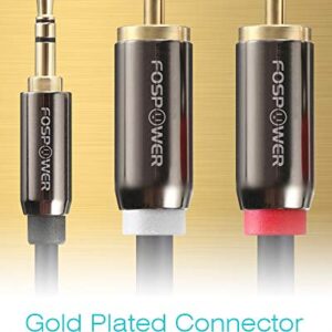 FosPower 3.5mm to RCA Cable (10FT), RCA Audio Cable 24K Gold Plated Male to Male Stereo Aux Cord [Left/Right] Y Splitter Adapter Step Down Design