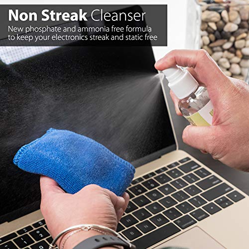 GreatShield Universal Screen Cleaning Kit, Microfiber Cloth + 2 Sided Brush + Non-Streak Solution Spray [for TV, Laptops, PC Monitors, Smartphones, Tablets, Camera, Keyboard and Other Electronics]